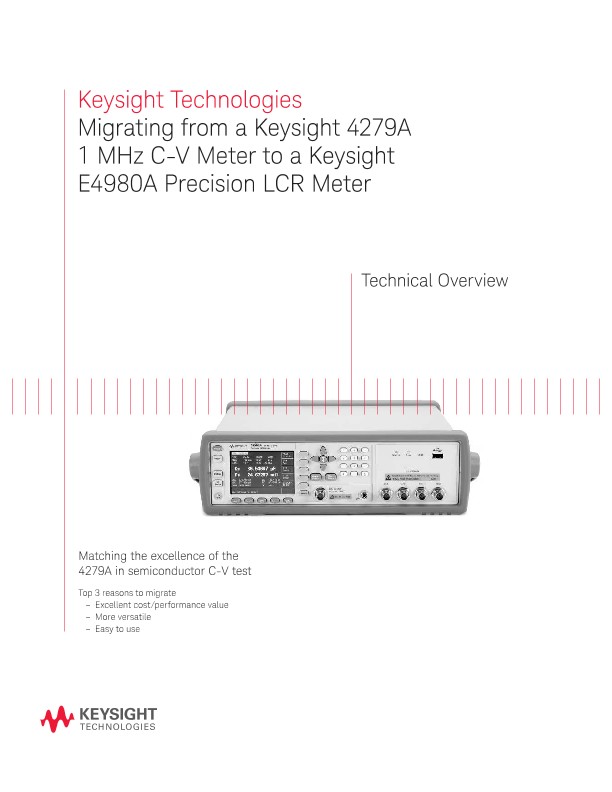 Migrating from a 4279A 1 MHz C-V Meter to a E4980A Precision LCR Meter PDF Asset Page | Keysight